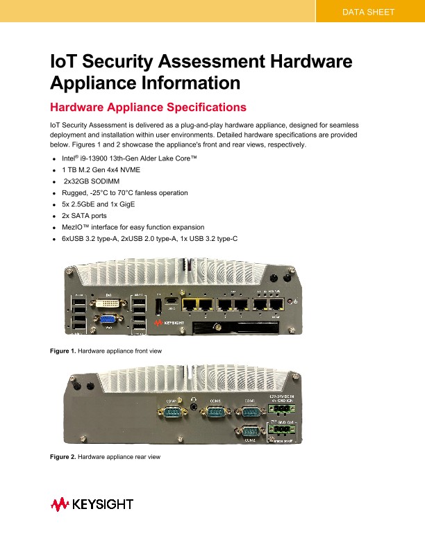 IoT Security Assessment Hardware Appliance Information PDF Asset Page | Keysight